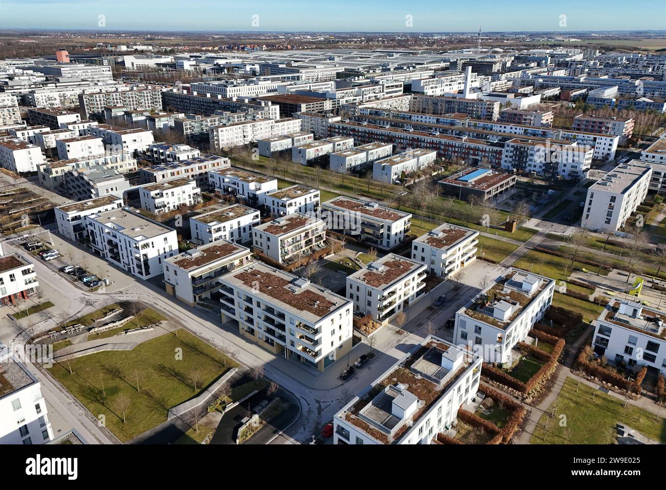 Luftbild Muenchen Stadtteil Messestadt Riem, *** Aerial view Munich ...
