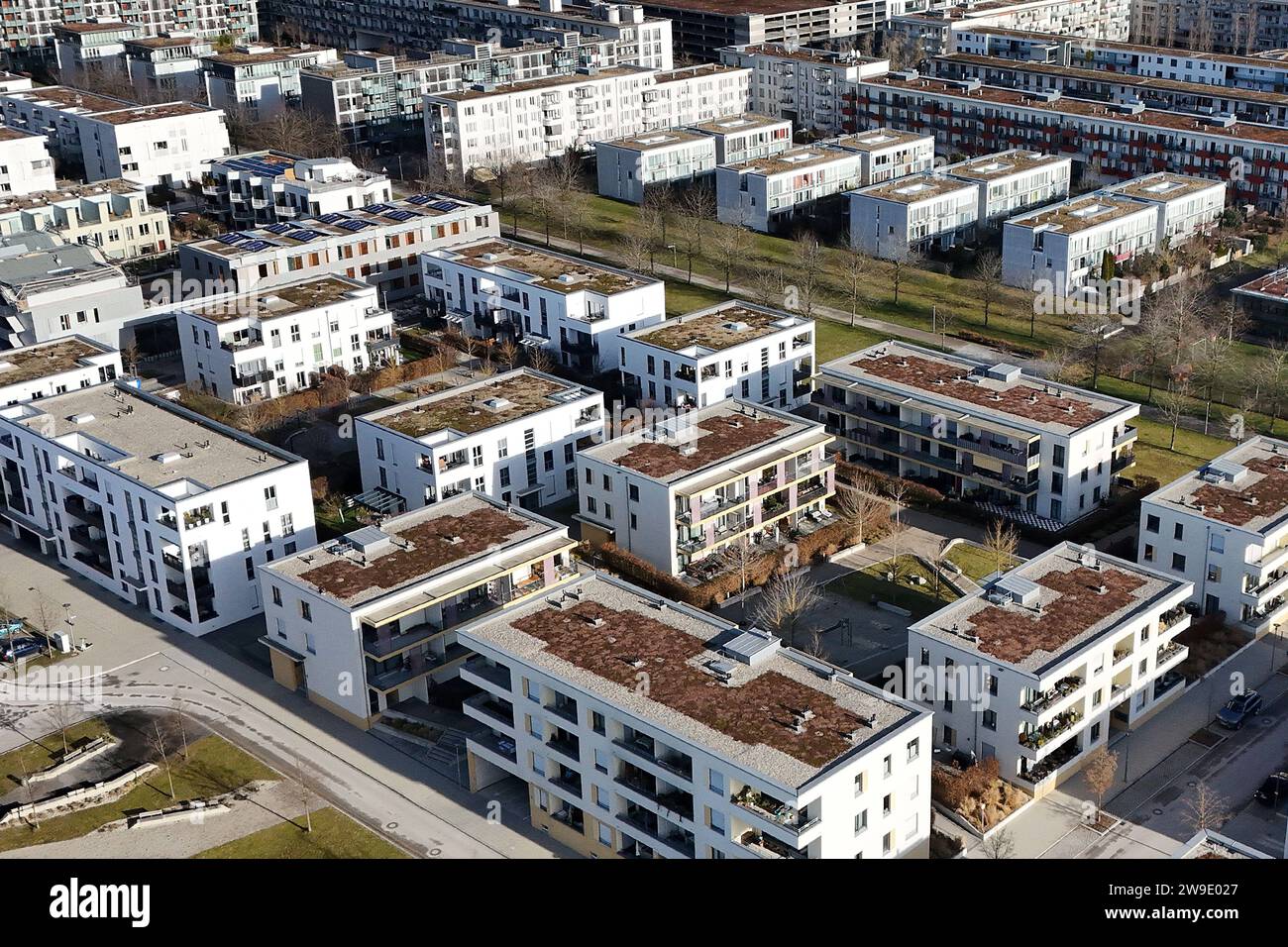 Luftbild Muenchen Stadtteil Messestadt Riem, *** Aerial view Munich ...