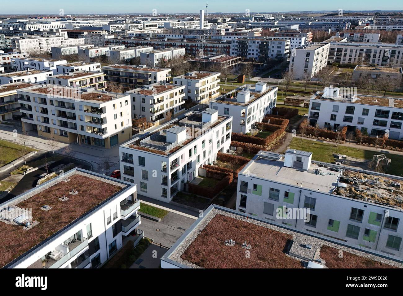 Luftbild Muenchen Stadtteil Messestadt Riem, *** Aerial view Munich ...