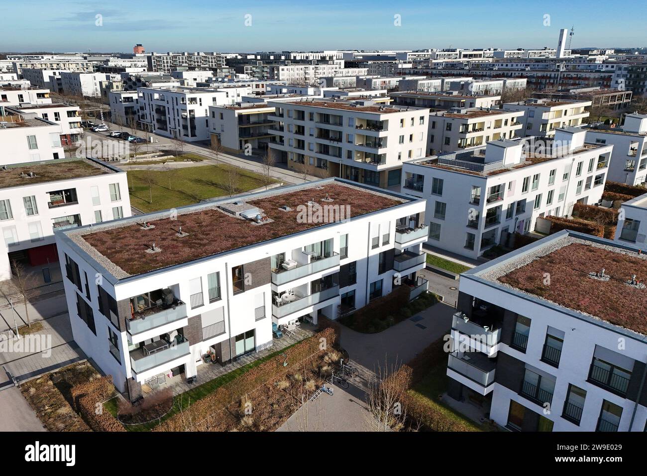 Luftbild Muenchen Stadtteil Messestadt Riem, *** Aerial view Munich ...