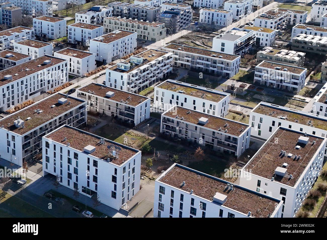 Luftbild Muenchen Stadtteil Messestadt Riem, *** Aerial view Munich ...
