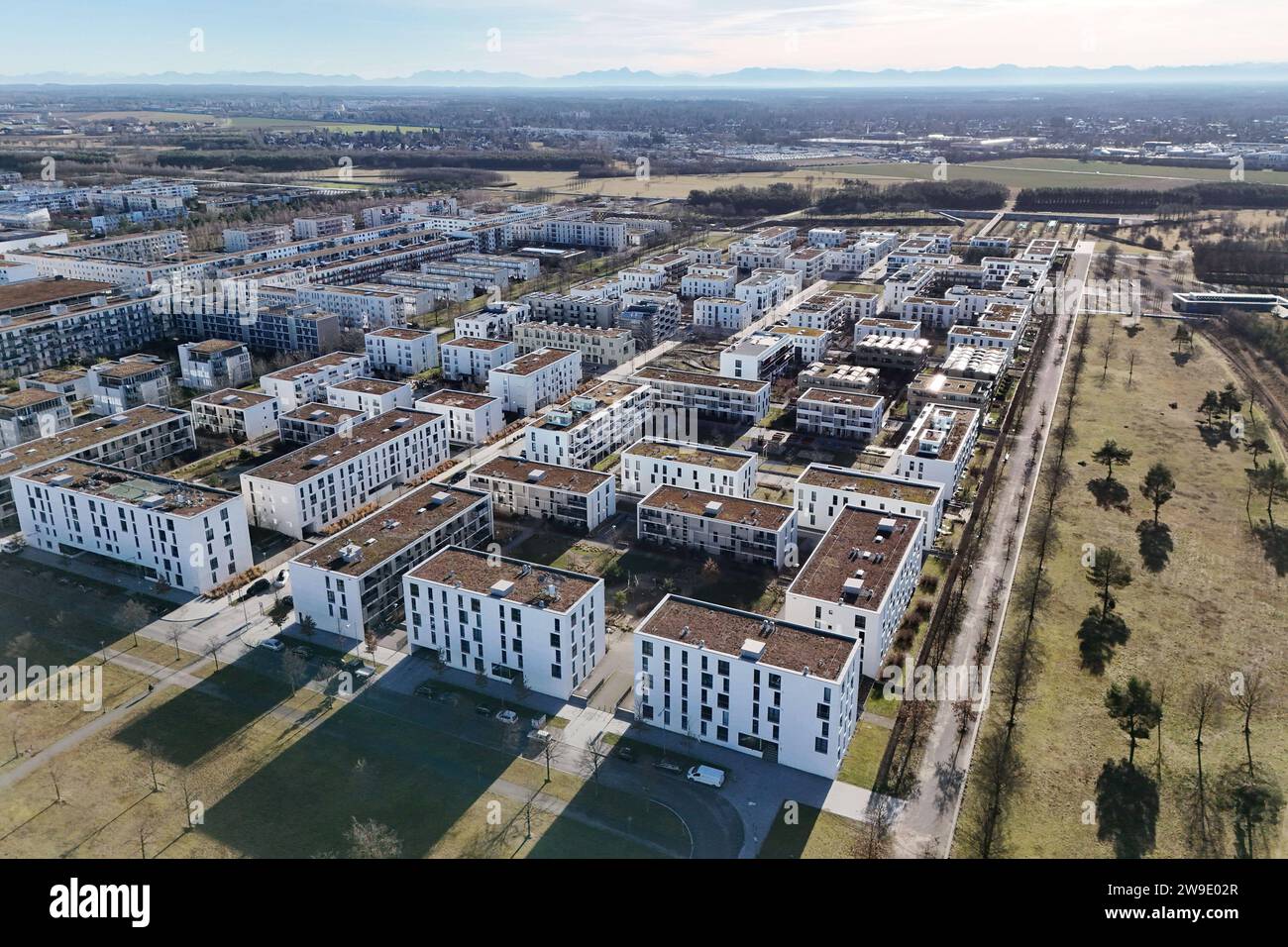 Luftbild Muenchen Stadtteil Messestadt Riem, *** Aerial view Munich ...
