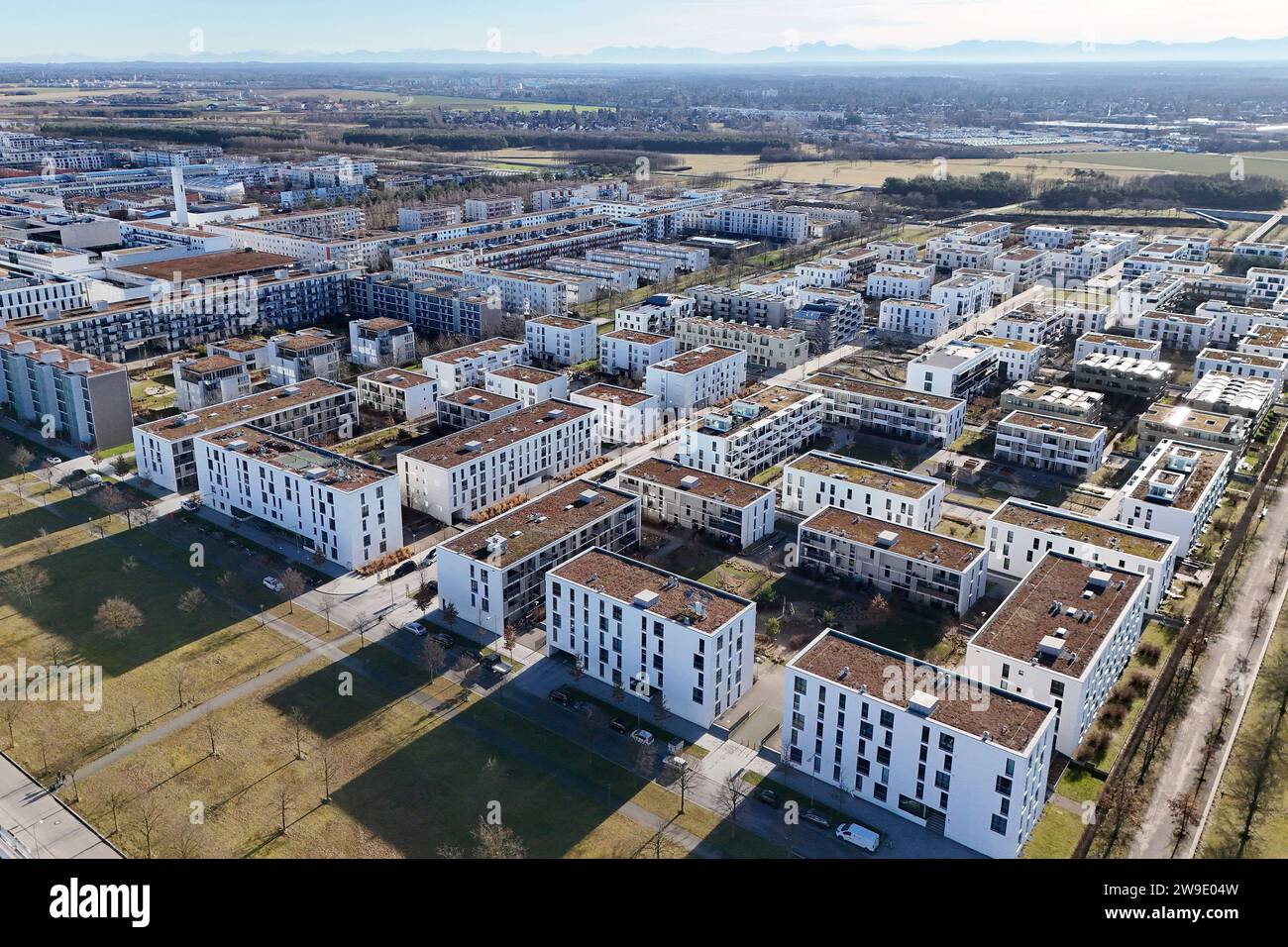 Luftbild Muenchen Stadtteil Messestadt Riem, *** Aerial view Munich ...