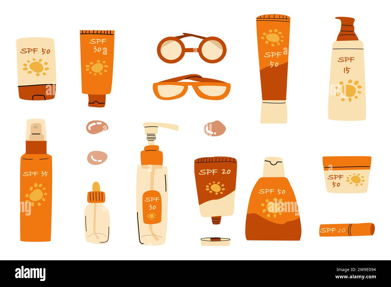 big set of cosmetics for sun protection with supplies - eyeglasses ...