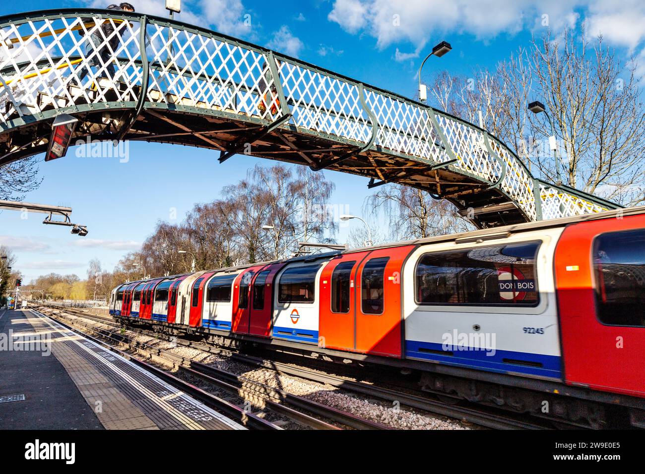 Central Line London Underground train at Theydon Bois Station, Essex ...
