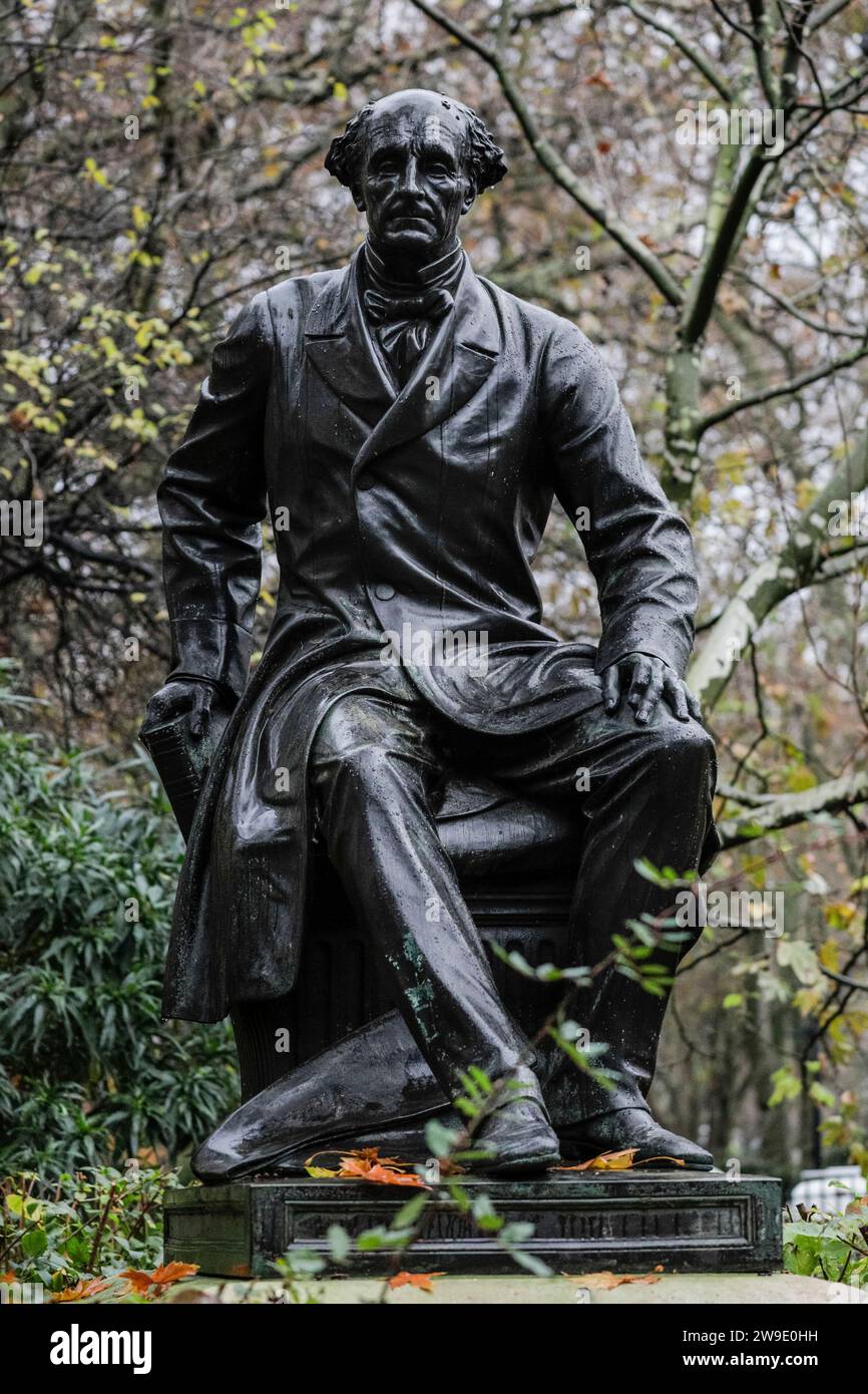 Statue of John Stuart Mill, economist, Victoria Embrankment Gardens ...