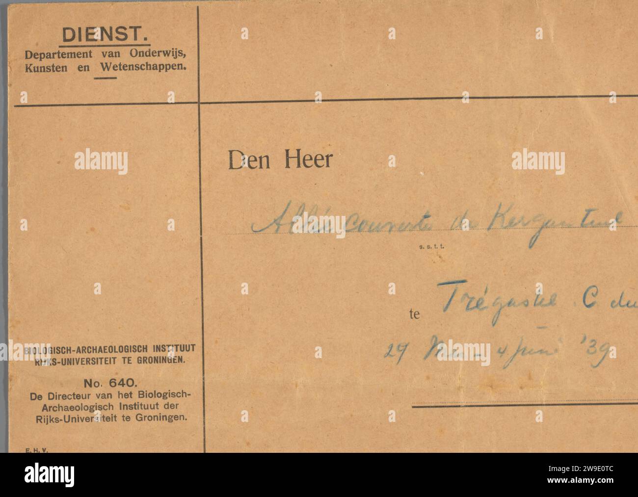 Envelope of the Biological-Archeological Institute of the National ...