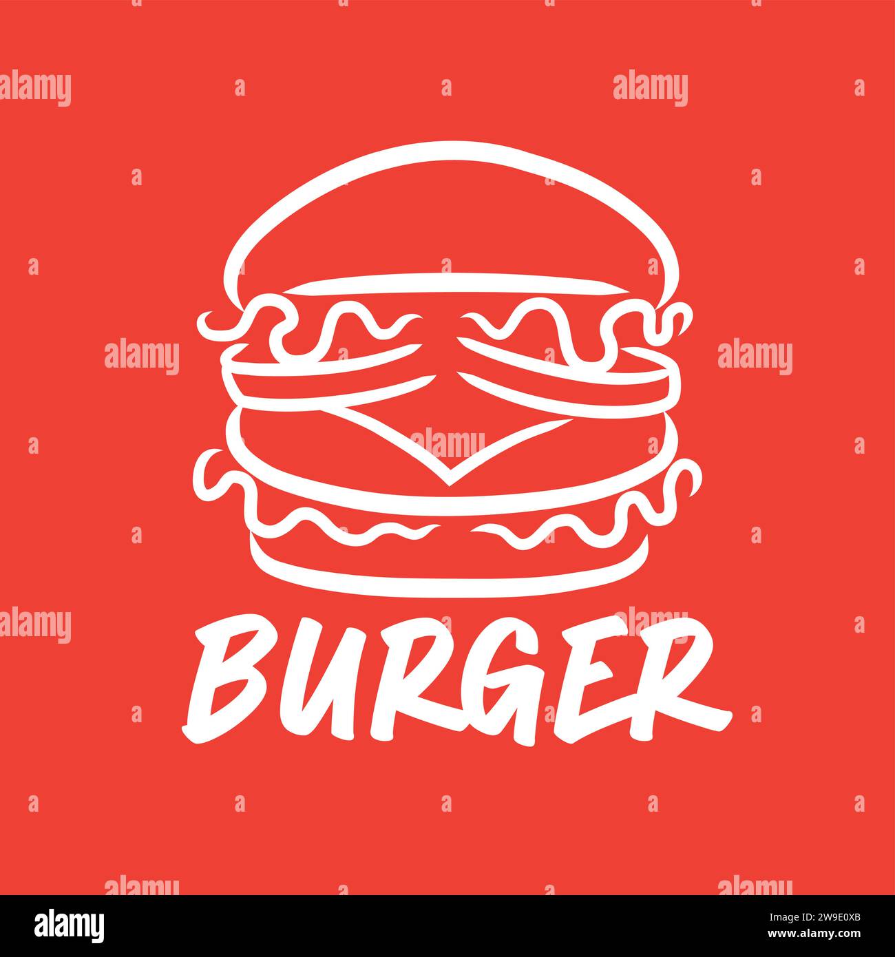 Burger Simple Logo Design. Orange Burger Logo. Cool Burger Logos Stock ...