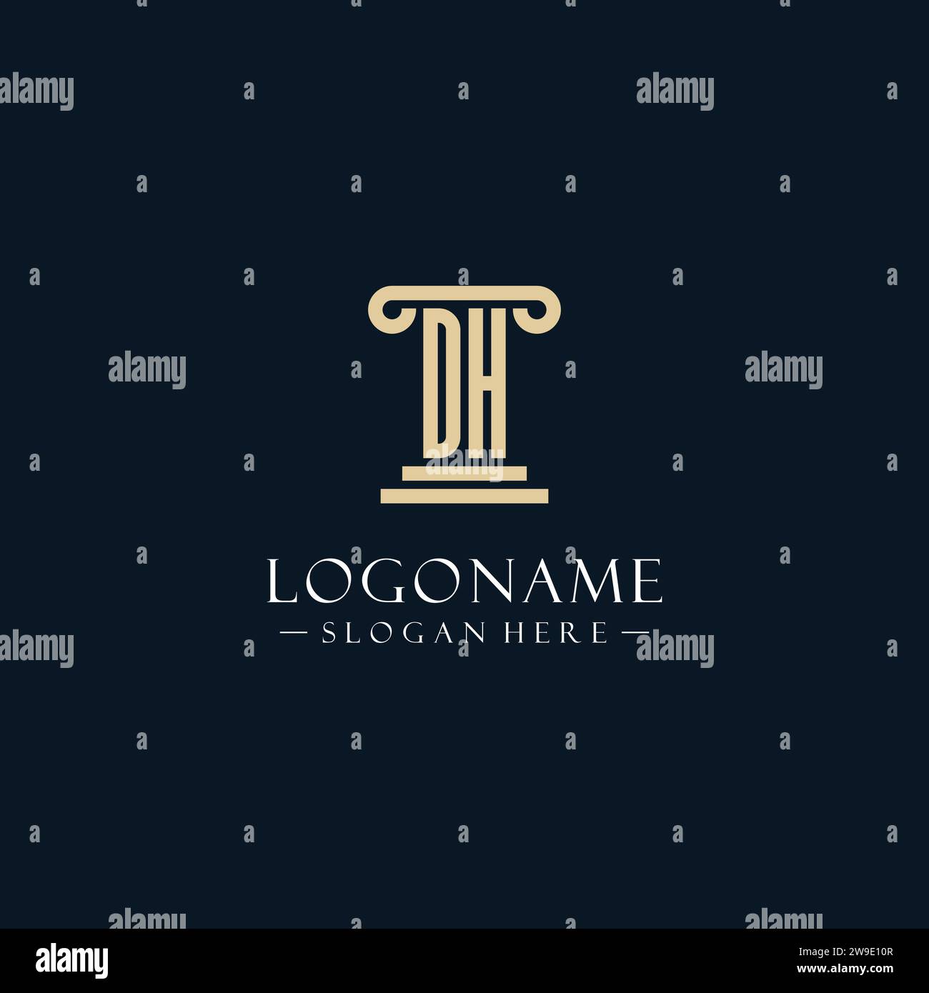 DH initial monogram logos with pillar shapes style design ideas Stock ...