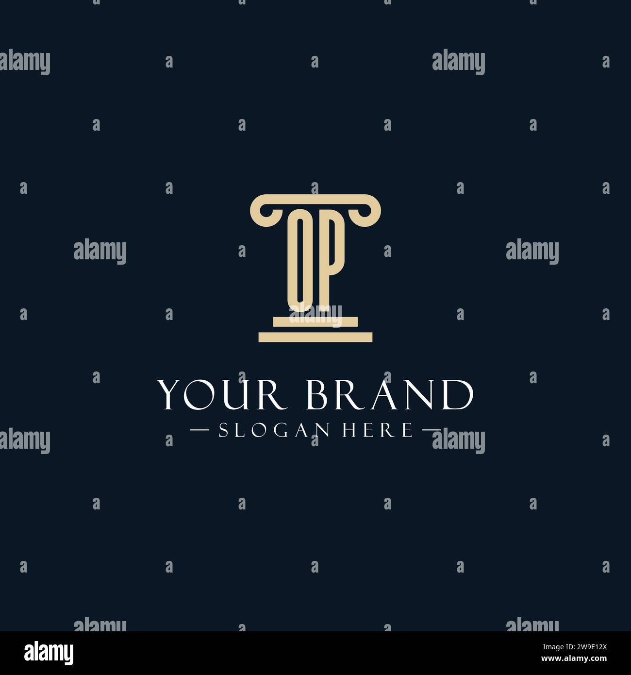 OP initial monogram logos with pillar shapes style design ideas Stock ...