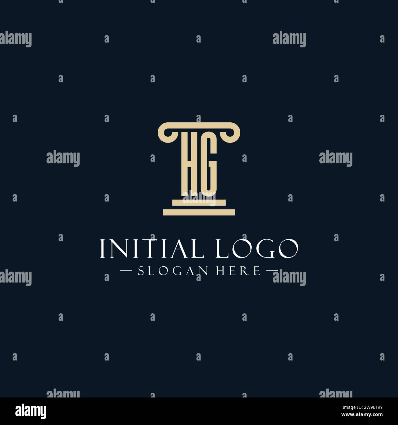 HG initial monogram logos with pillar shapes style design ideas Stock ...