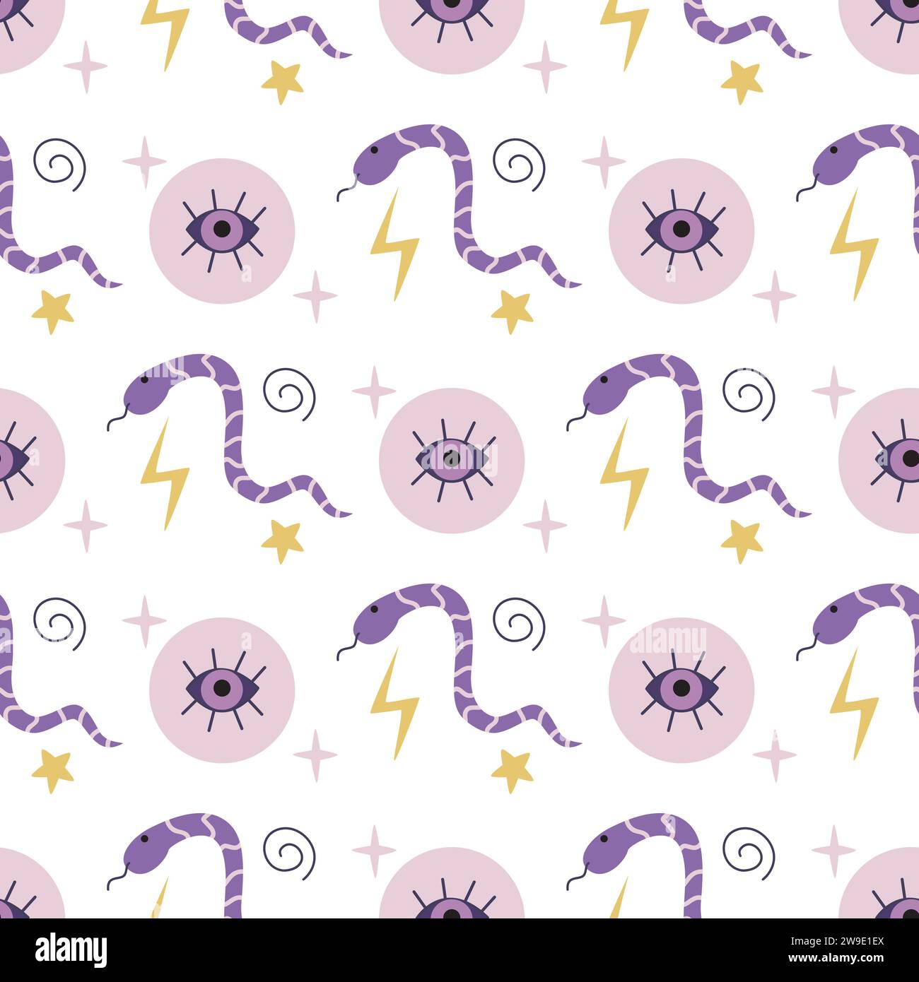 Magic seamless pattern with snakes. Background for witchcraft and magic ...