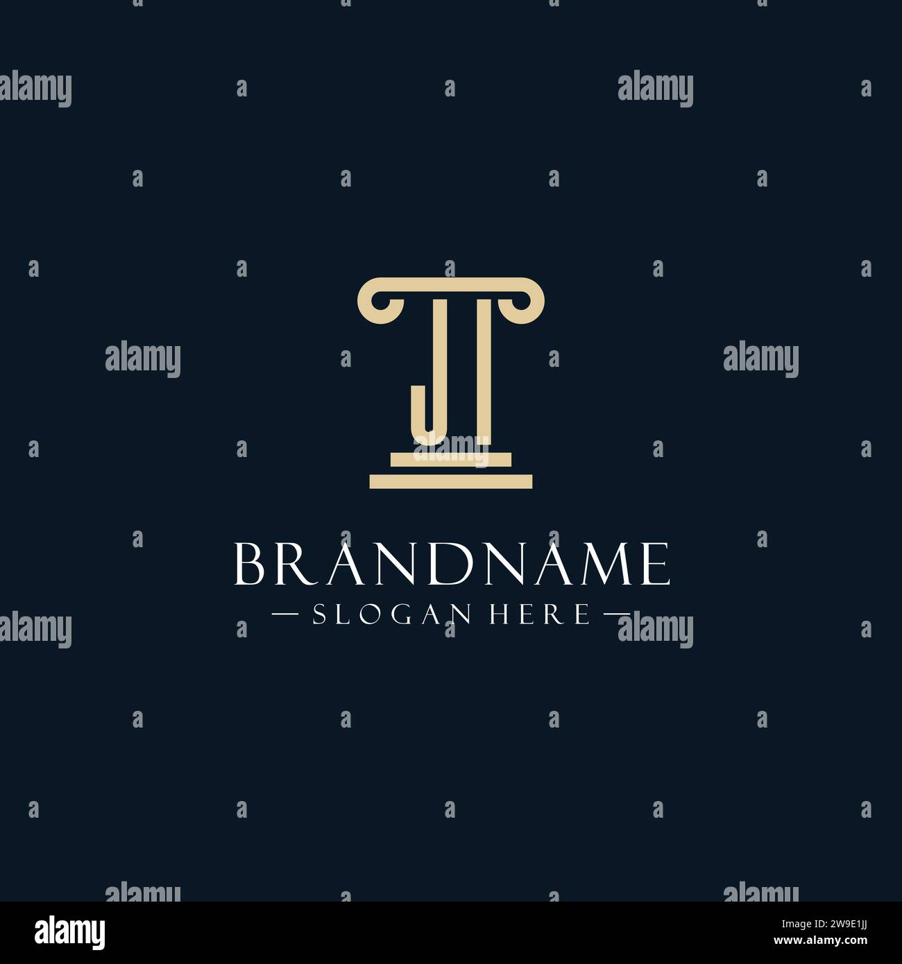 JI initial monogram logos with pillar shapes style design ideas Stock ...