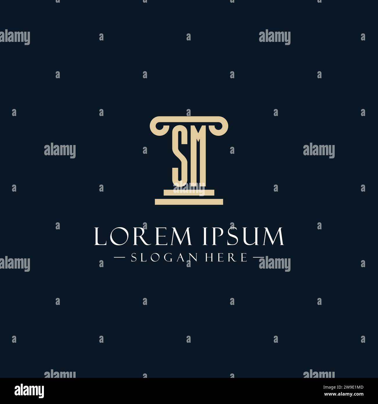 SM initial monogram logos with pillar shapes style design ideas Stock ...