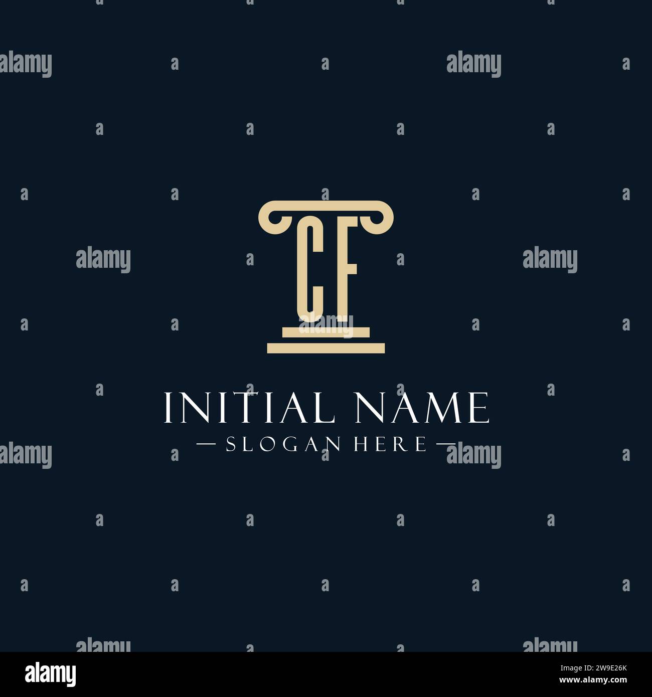 CF initial monogram logos with pillar shapes style design ideas Stock ...