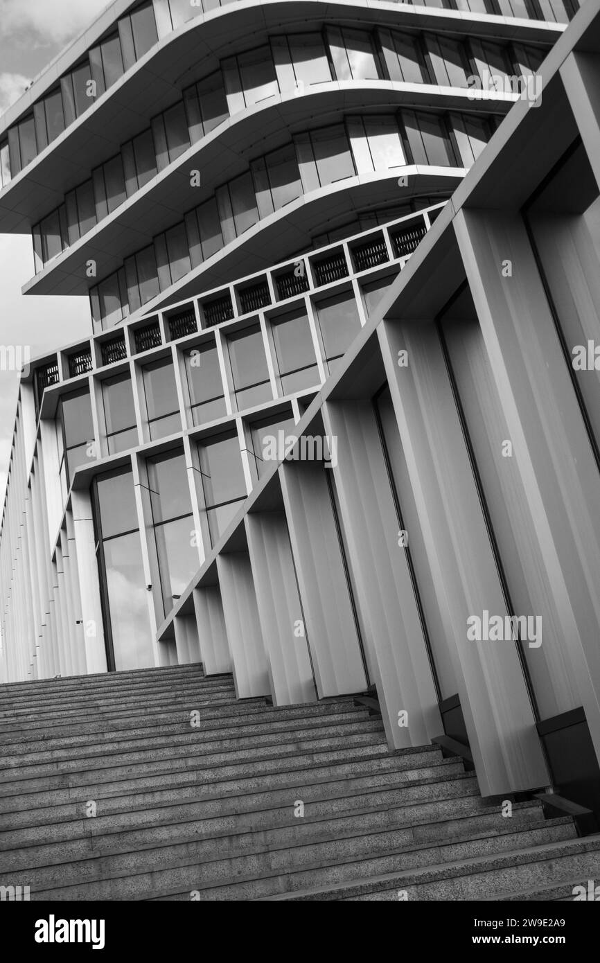Dynamic black and white shot of modern architecture with striking ...