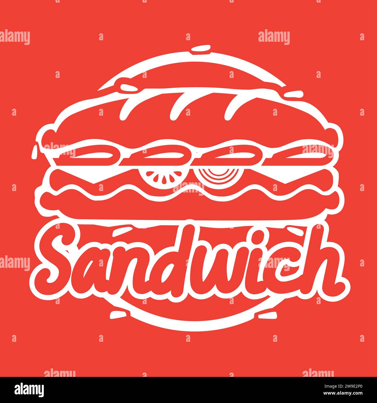 Simple Sub Sandwich Stamp Logo Vector Design in Orange Color Stock ...