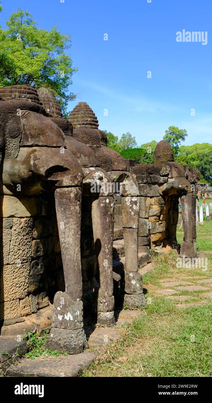 Terrace of the Elephants at Angkor Thom, an ancient city in Siem Reap ...