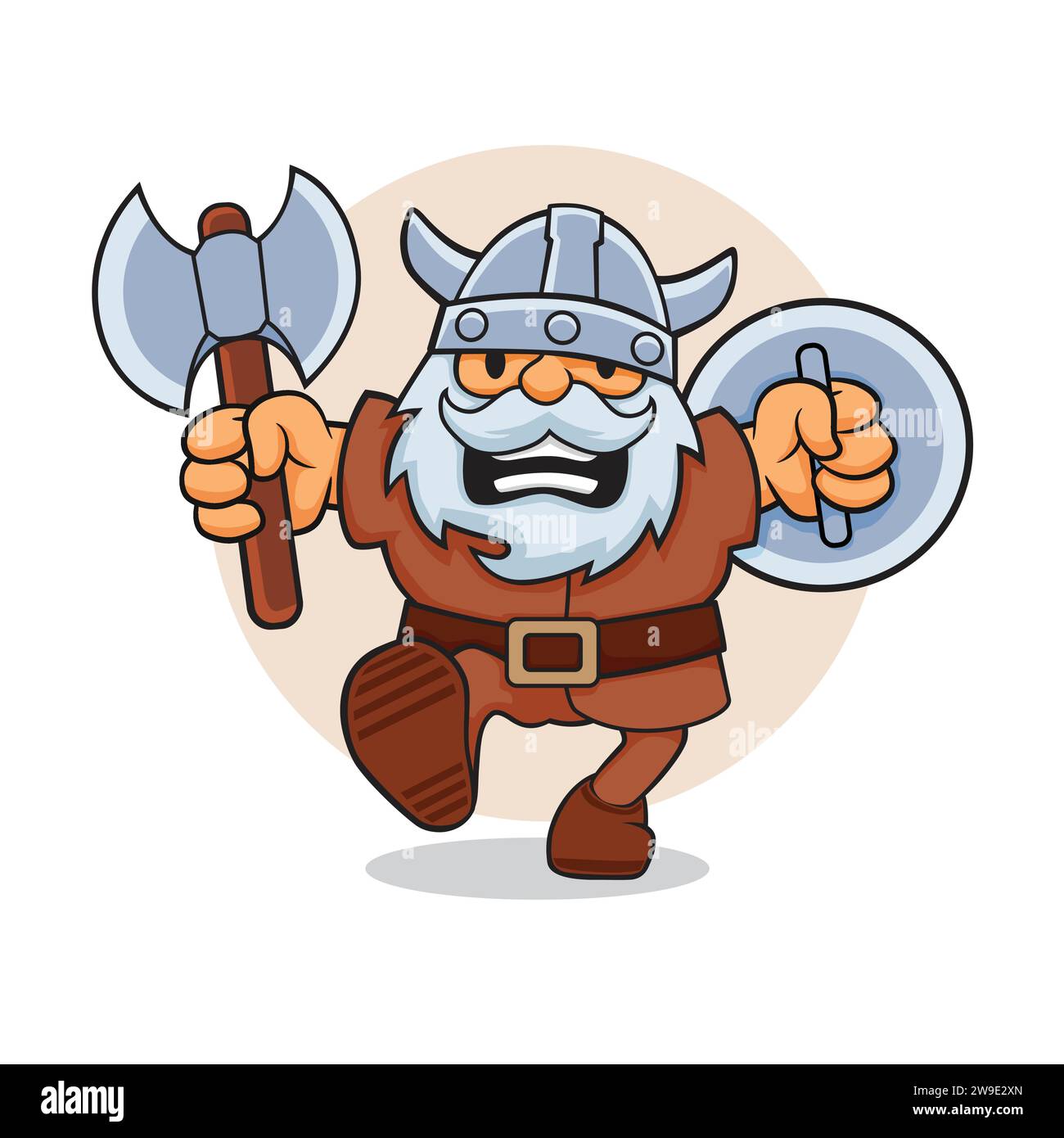 Happy Fat Viking Cartoon Mascot Character Vector Design Stock Vector ...
