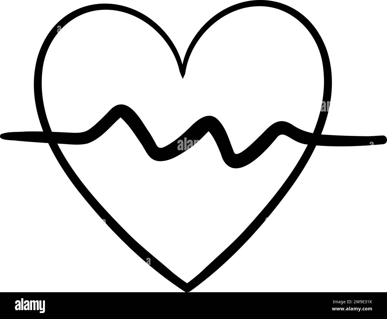 Hand drawn line heart on white background Stock Vector Image & Art - Alamy