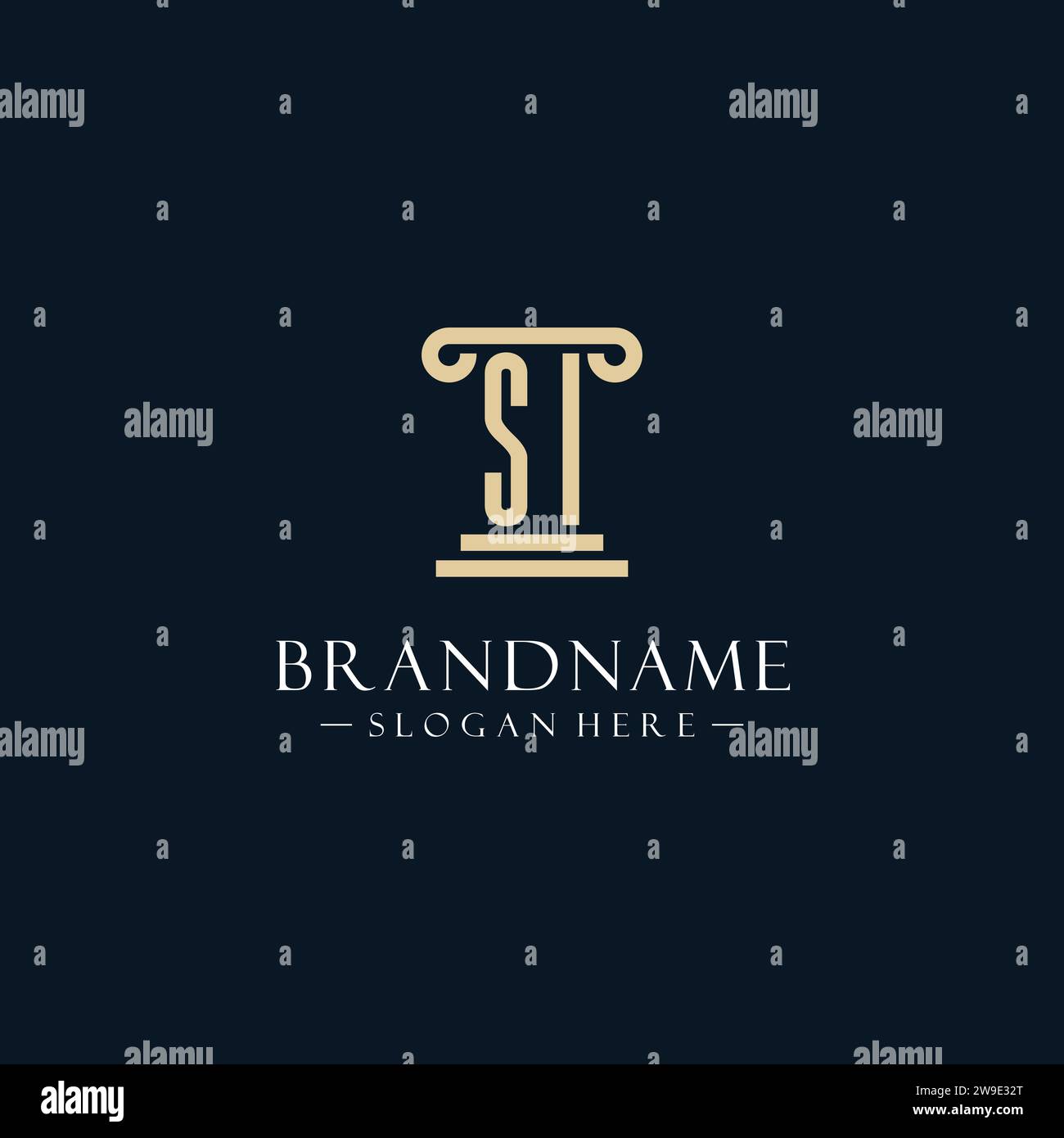 SI initial monogram logos with pillar shapes style design ideas Stock ...
