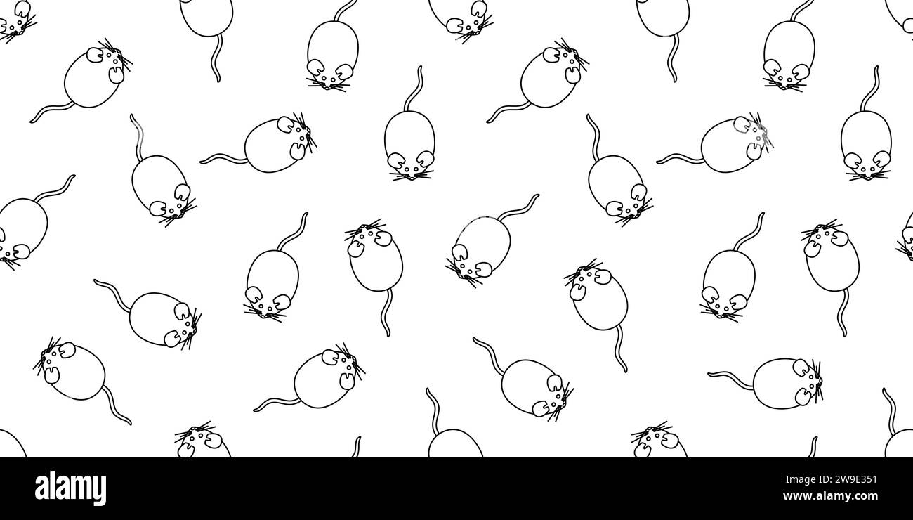 Seamless pattern with doodle mice. Hand drawn mouse background. Vector ...