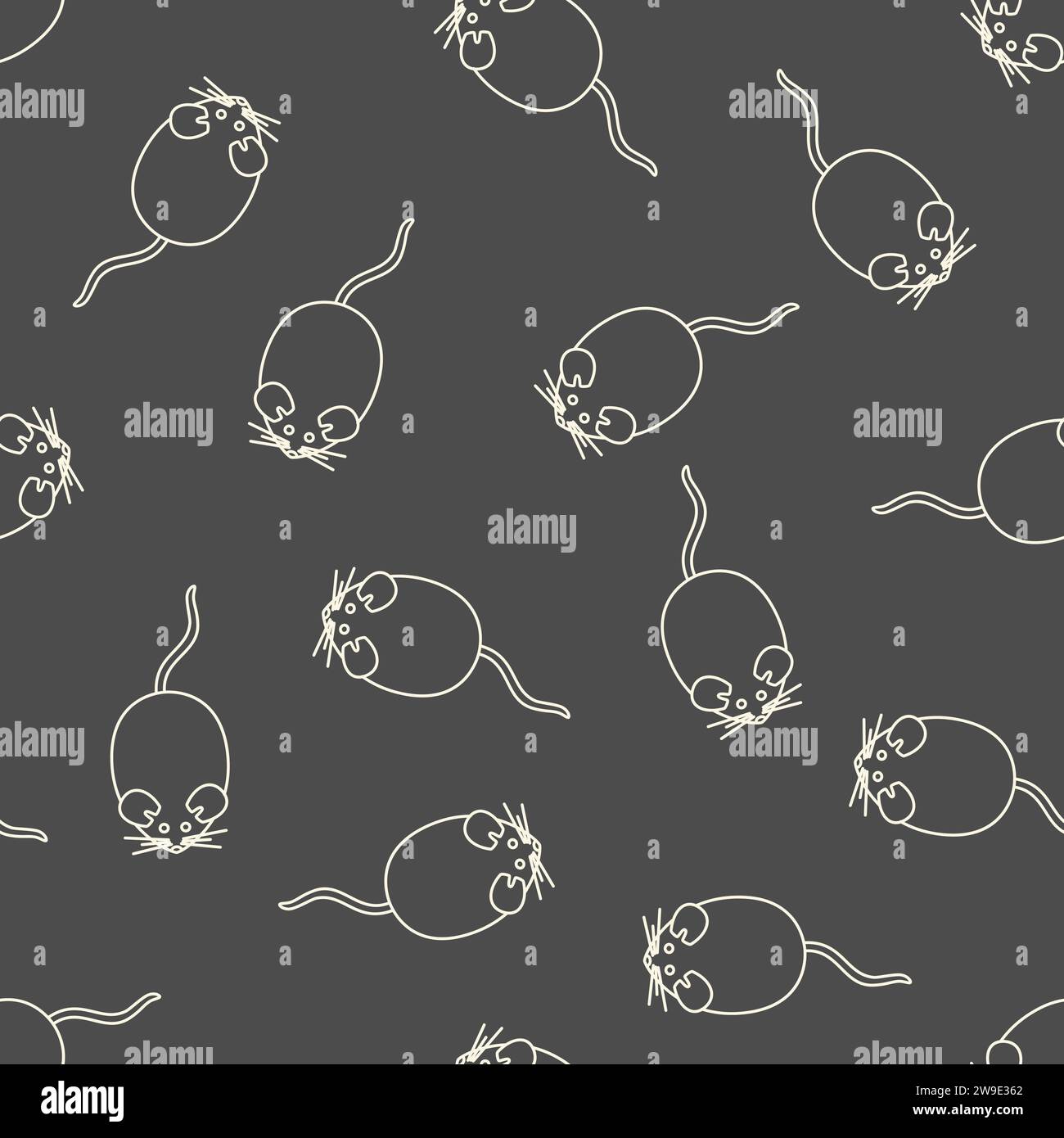 Seamless pattern with doodle mice. Hand drawn mouse background. Vector ...