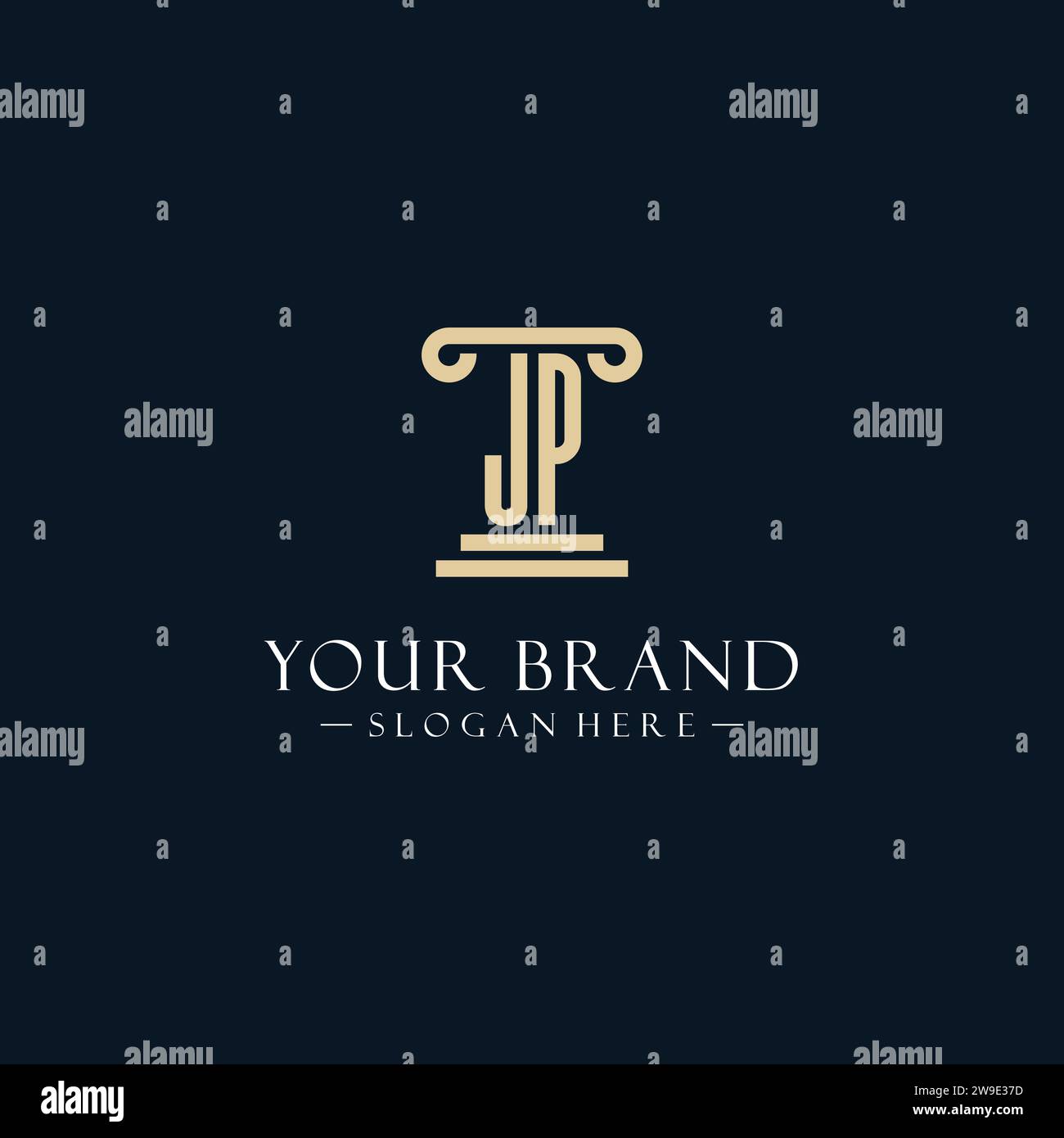 JP initial monogram logos with pillar shapes style design ideas Stock ...
