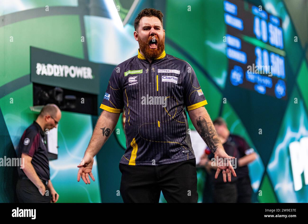 Scott Williams celebrates after winning his match against Martin ...