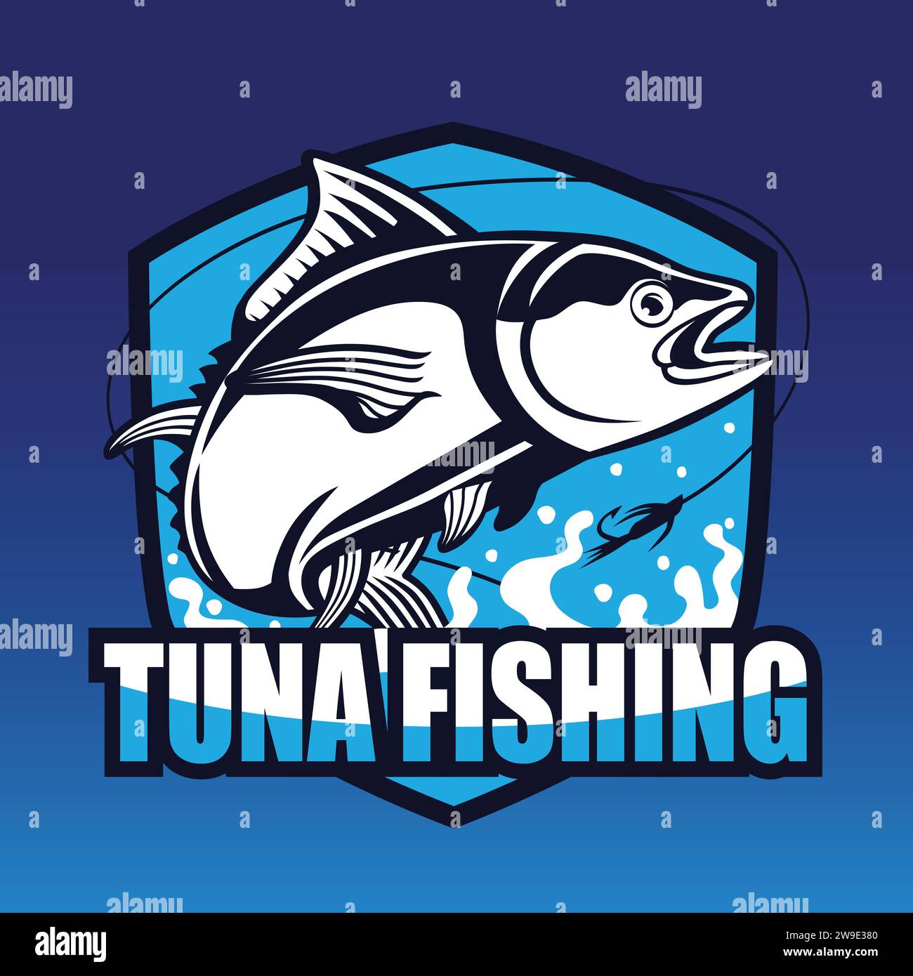 Tuna Fishing Mascot Logo Vector Design. Jump Splash Tuna Stock Vector ...