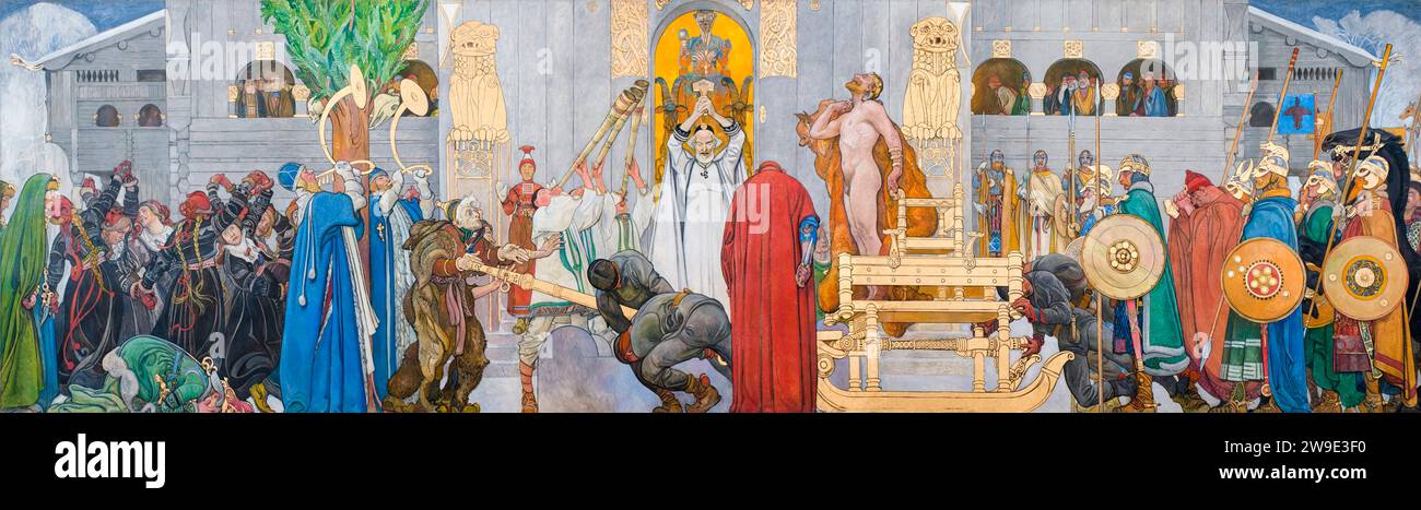 Carl Larsson painting, Midvinterblot (Midwinter Sacrifice), lower ...