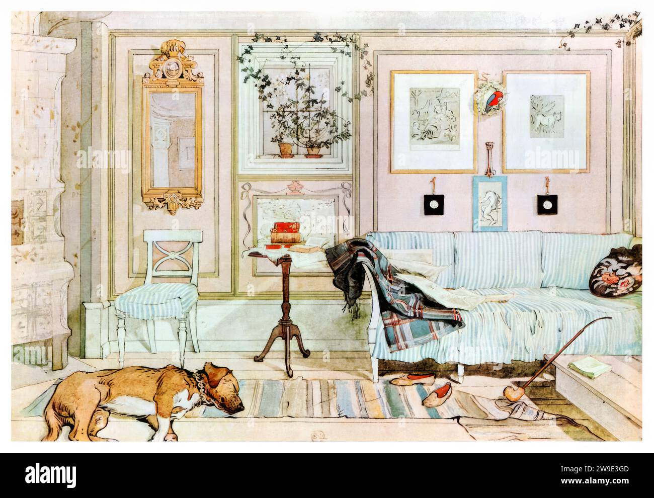 Carl Larsson, Lazy Nook, watercolour painting, 1897 Stock Photo - Alamy