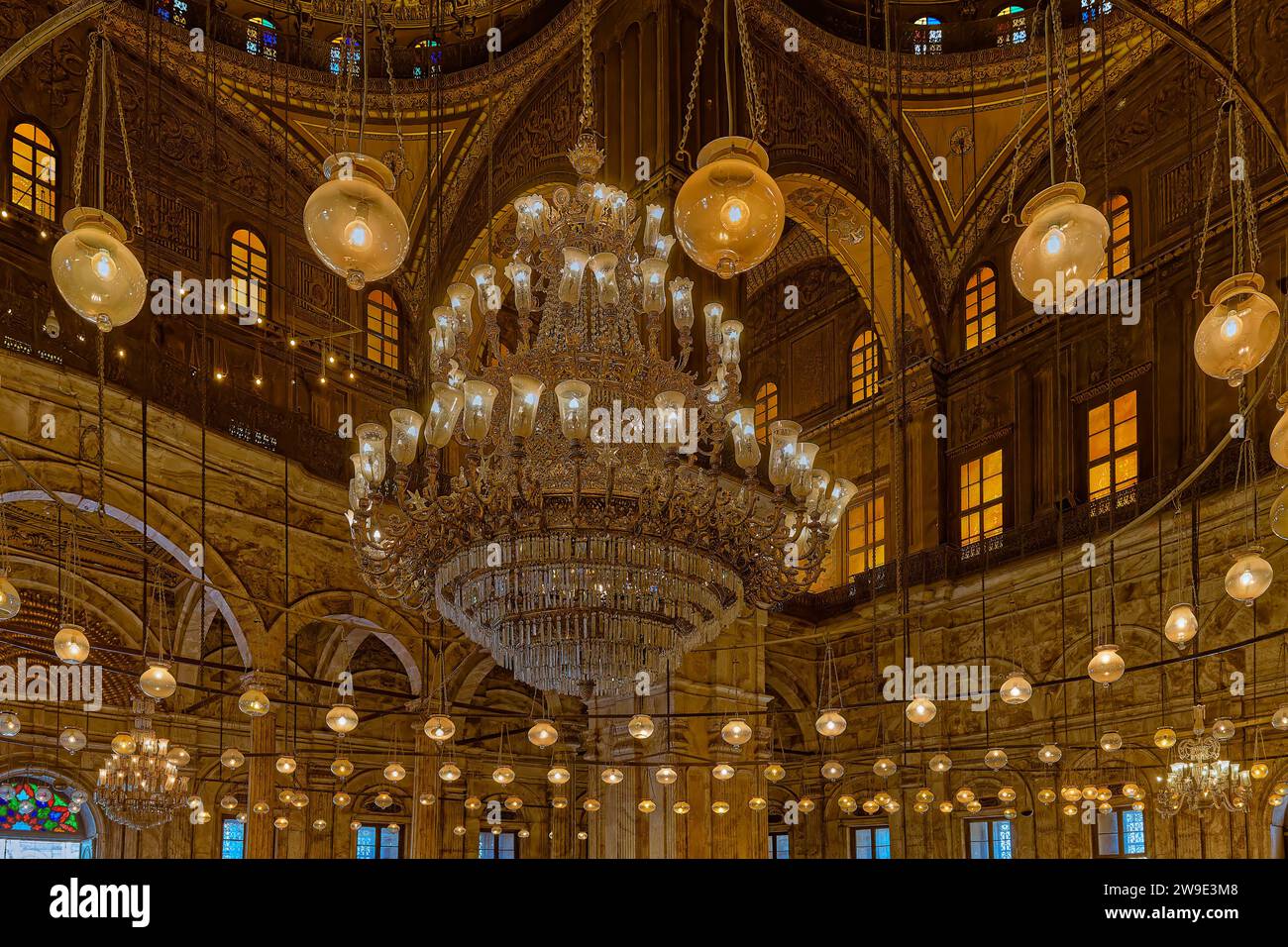 The ornate dome of the alabaster mosque located at a citadel in Cairo ...