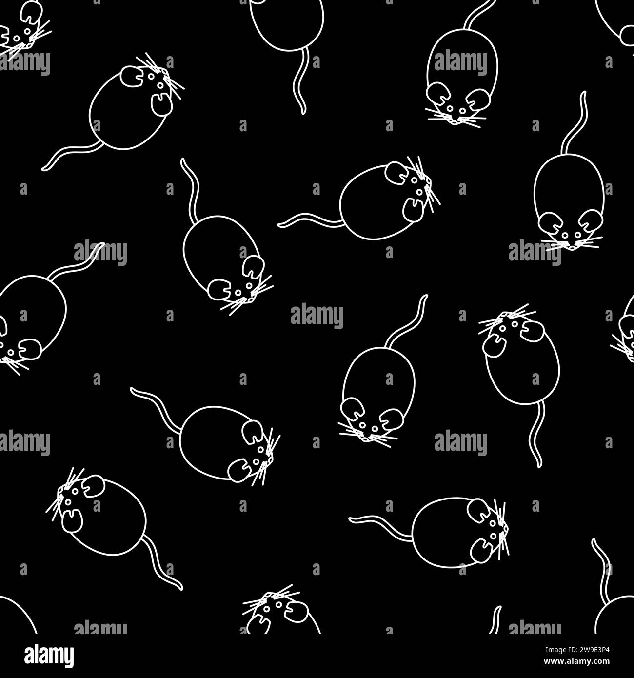 Seamless pattern with doodle mice. Hand drawn mouse background. Vector ...
