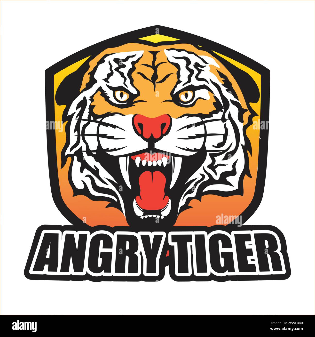 Angry Tiger Roaring Logo Design. Realistic Angry Expression Stock ...