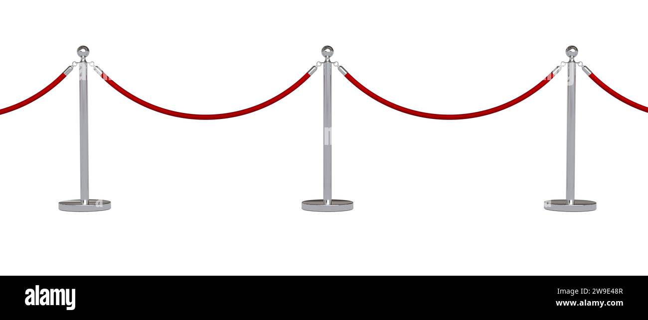 metal barriers with red cord isolated on white side view Stock Photo ...