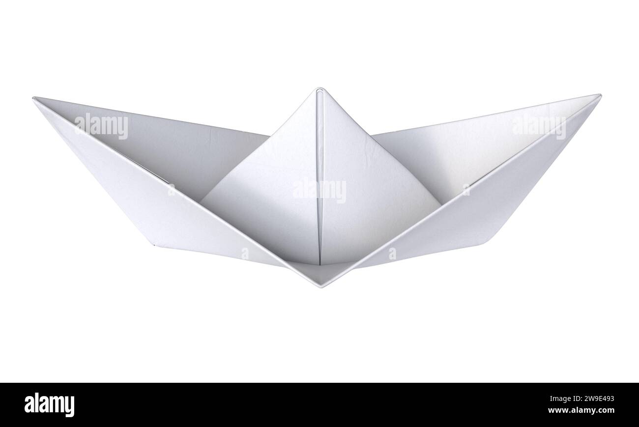 paper boat isolated on a white background. 3d render illustration Stock ...