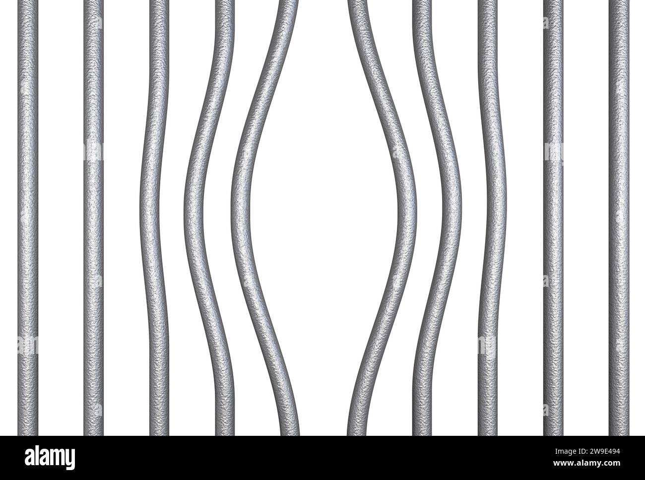 bent metal prison bars for escape isolated on white background. 3d render Stock Photo - Alamy