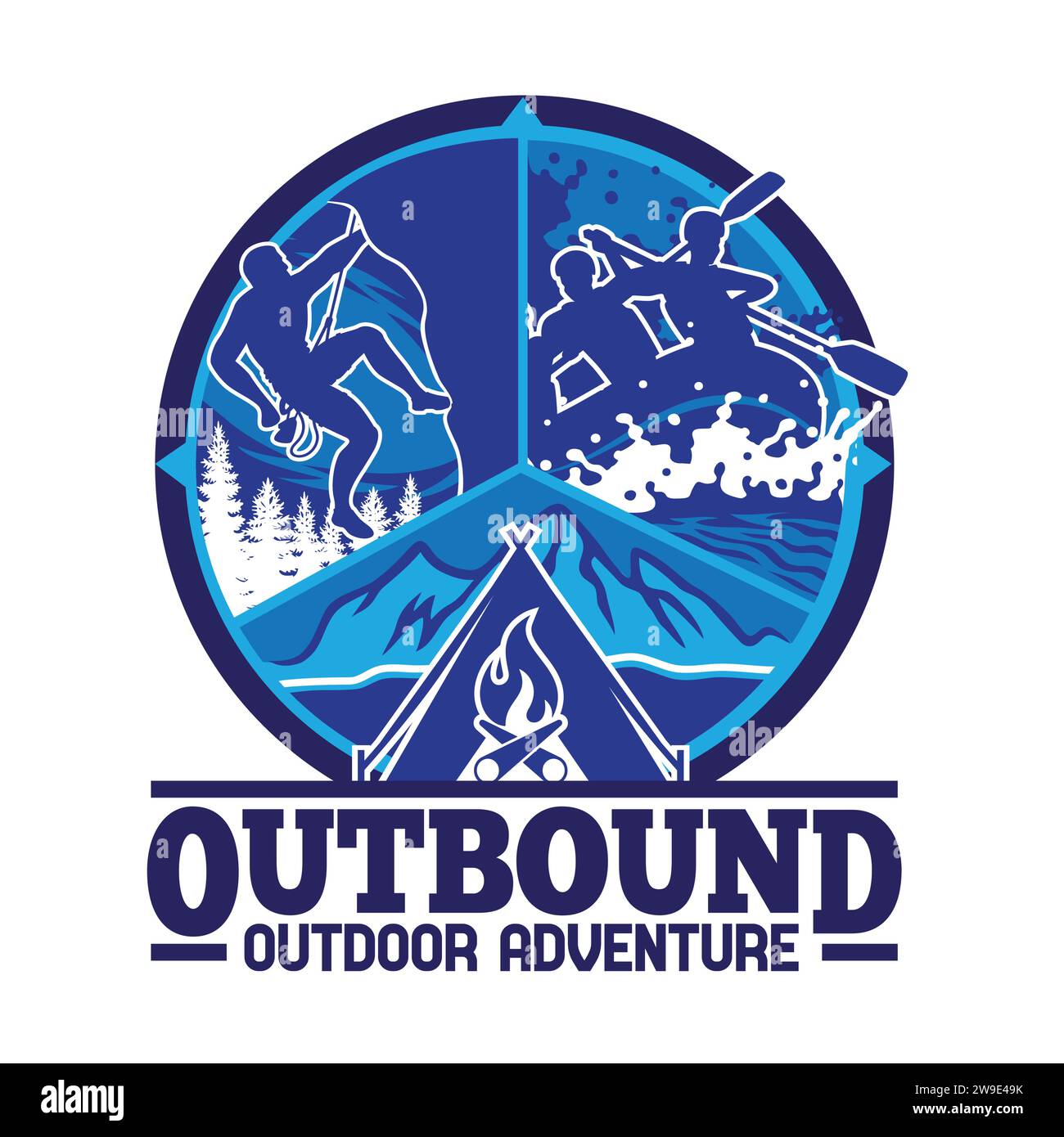 Adventure Logo Design. Camping, Rafting, Rock Climbing Illustration ...
