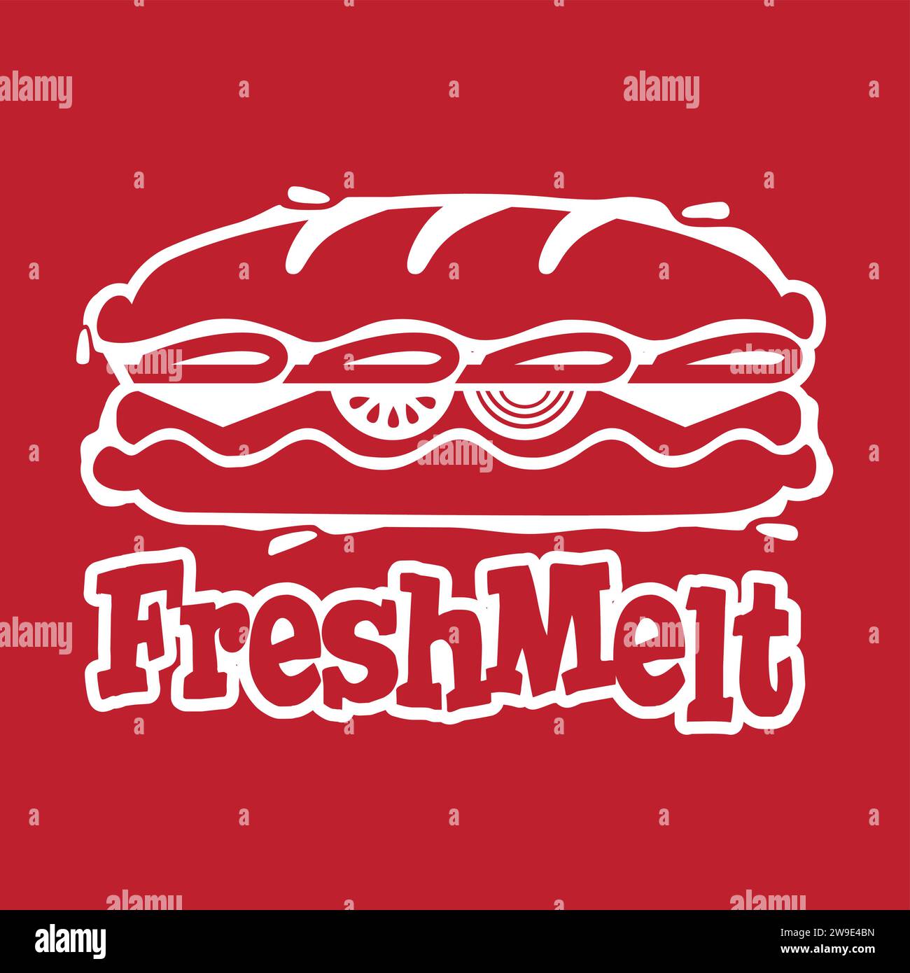 Simple Sub Sandwich Logo Vector Design in Red Color Stock Vector Image ...