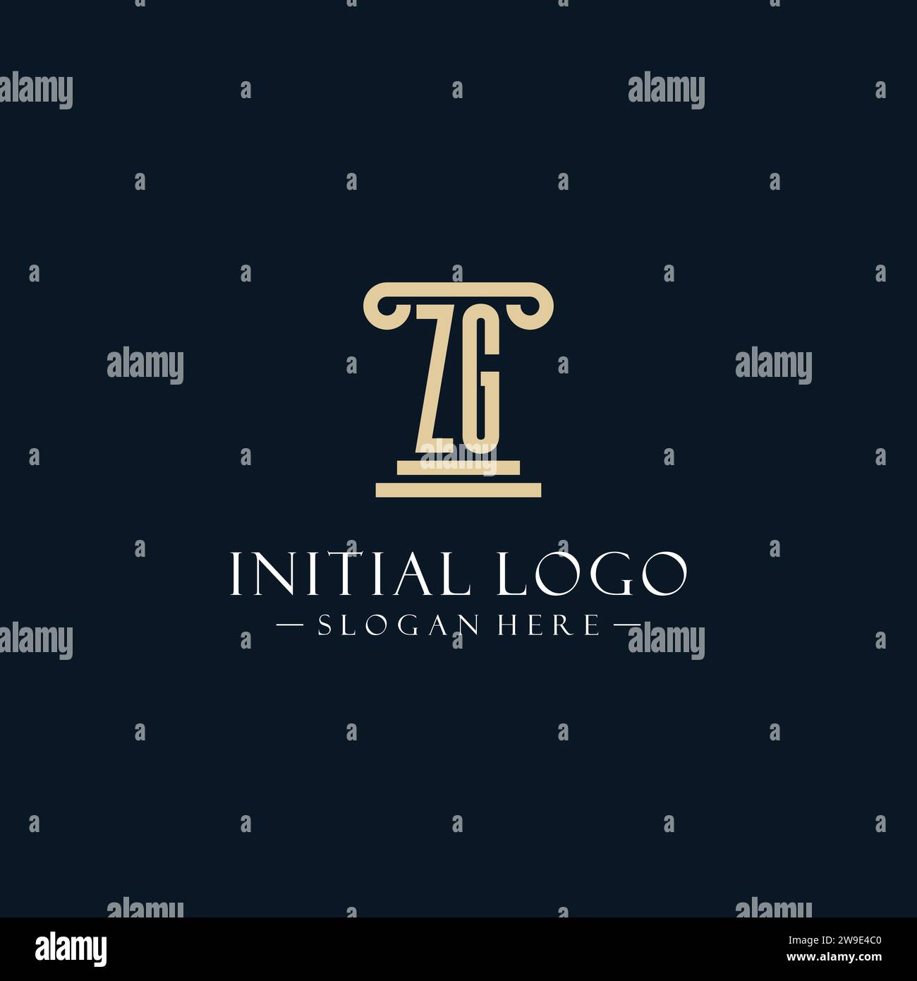 ZG initial monogram logos with pillar shapes style design ideas Stock Vector Image & Art - Alamy