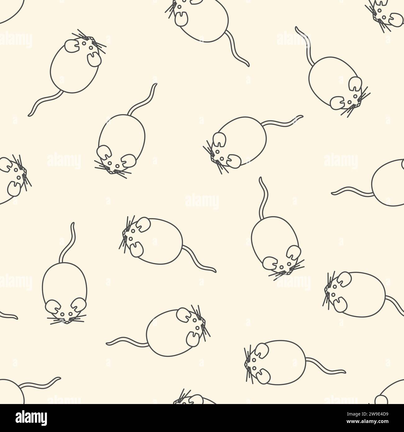 Seamless pattern with doodle mice. Hand drawn mouse background. Vector ...
