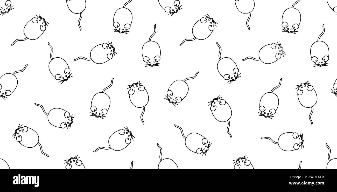 Seamless pattern with doodle mice. Hand drawn mouse background. Vector ...