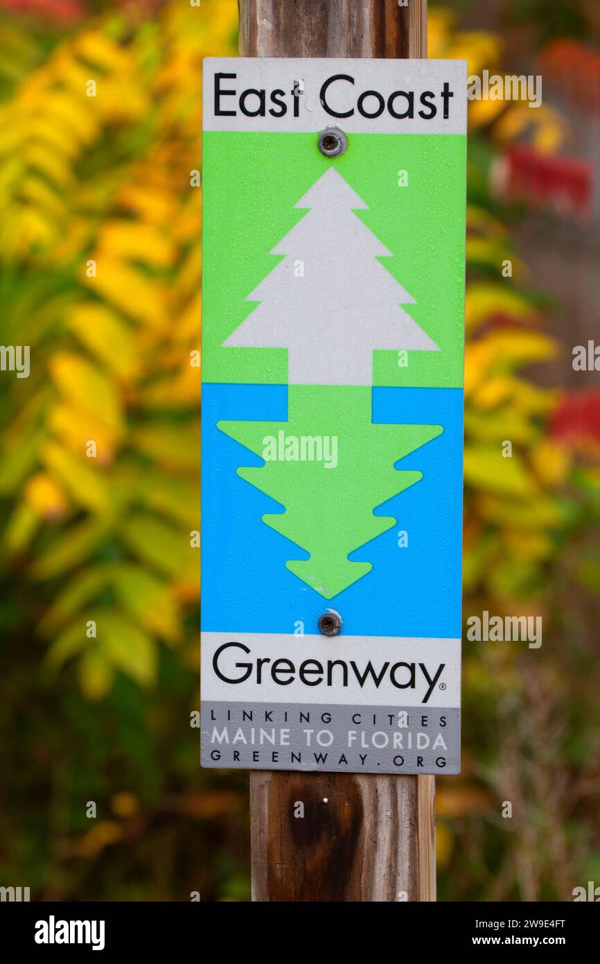 East Coast Greenway sign, Farmington Canal Heritage Trail, Farmington ...