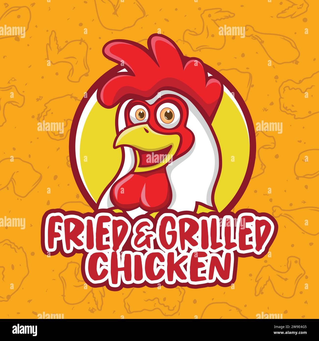 Fried Chicken Logo Design. Smile Chicken Mascot Stock Vector Image ...
