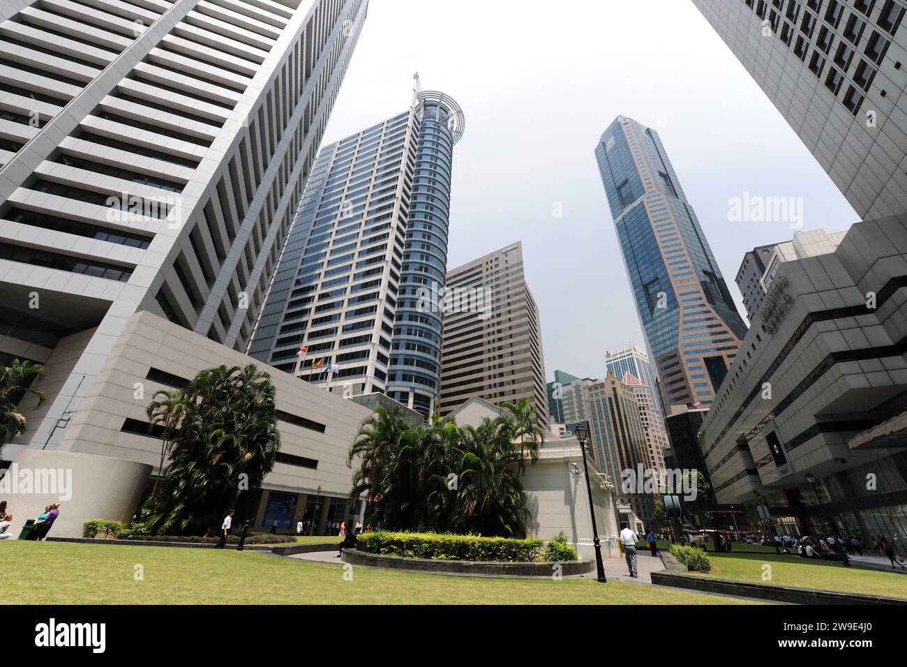 Singapore city scene including skyscrapers in Raffles Place, in the ...