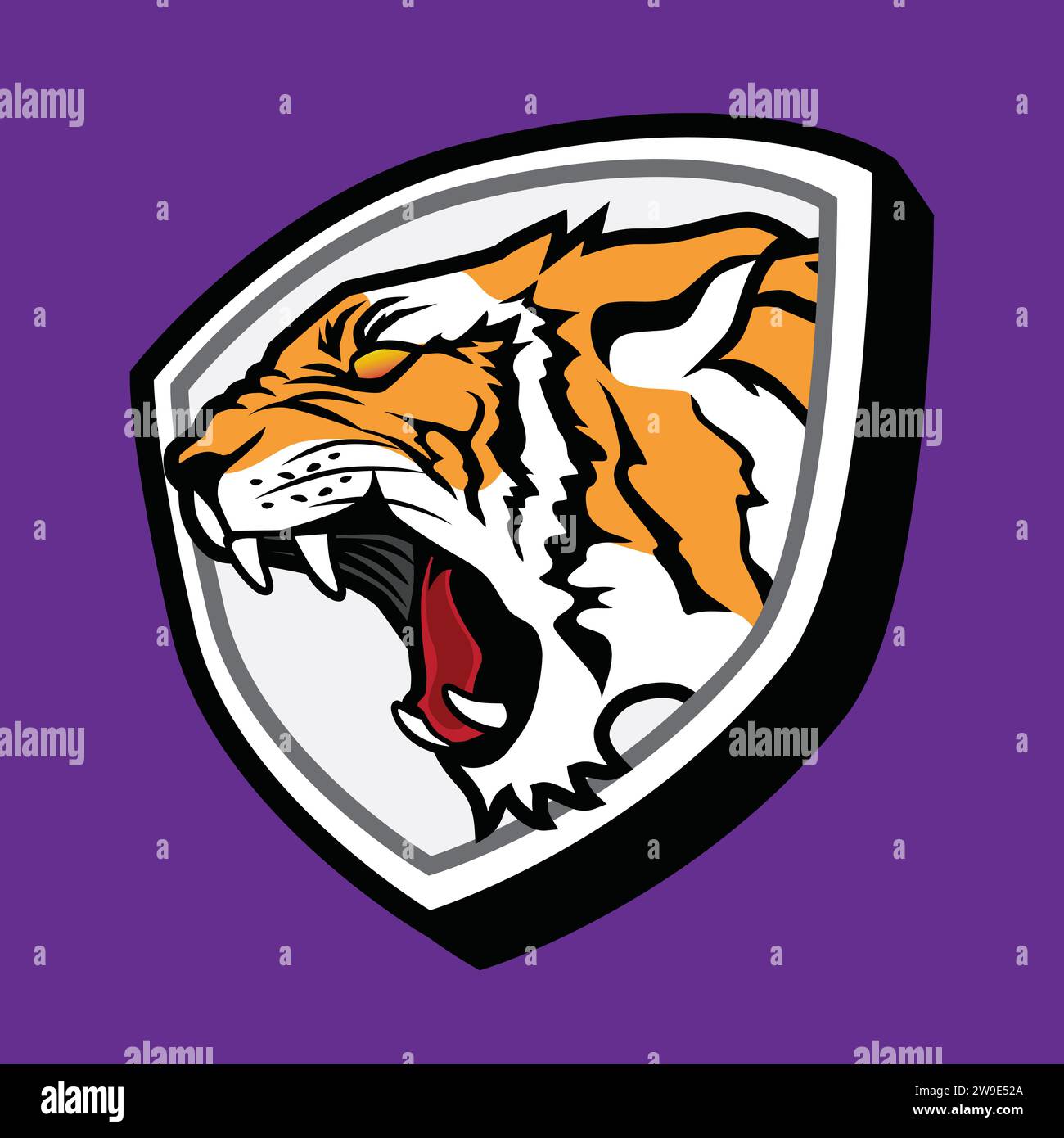 Angry Tiger Roaring Logo Vector Design Stock Vector Image & Art - Alamy