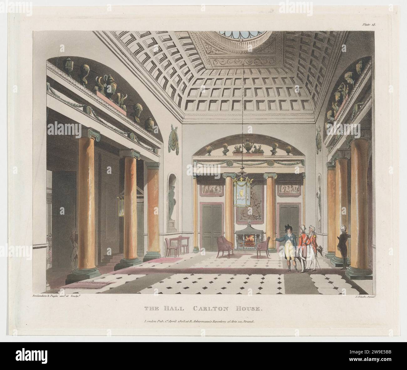 The Hall Carlton House 1917 by Auguste Charles Pugin Stock Photo - Alamy