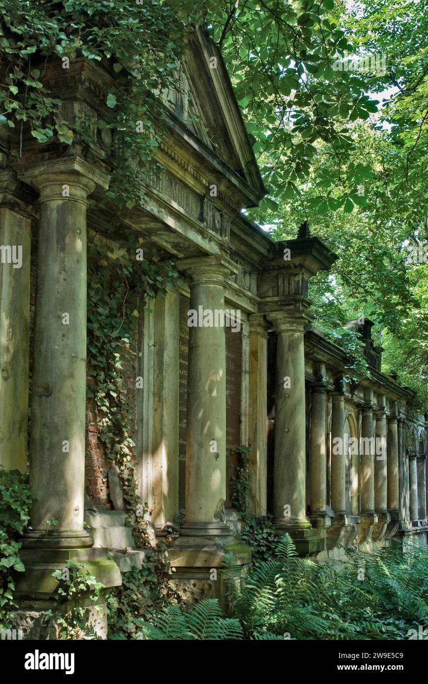 Neo-Roman tombs at Jewish Cemetery in Wrocław, Lower Silesia region ...
