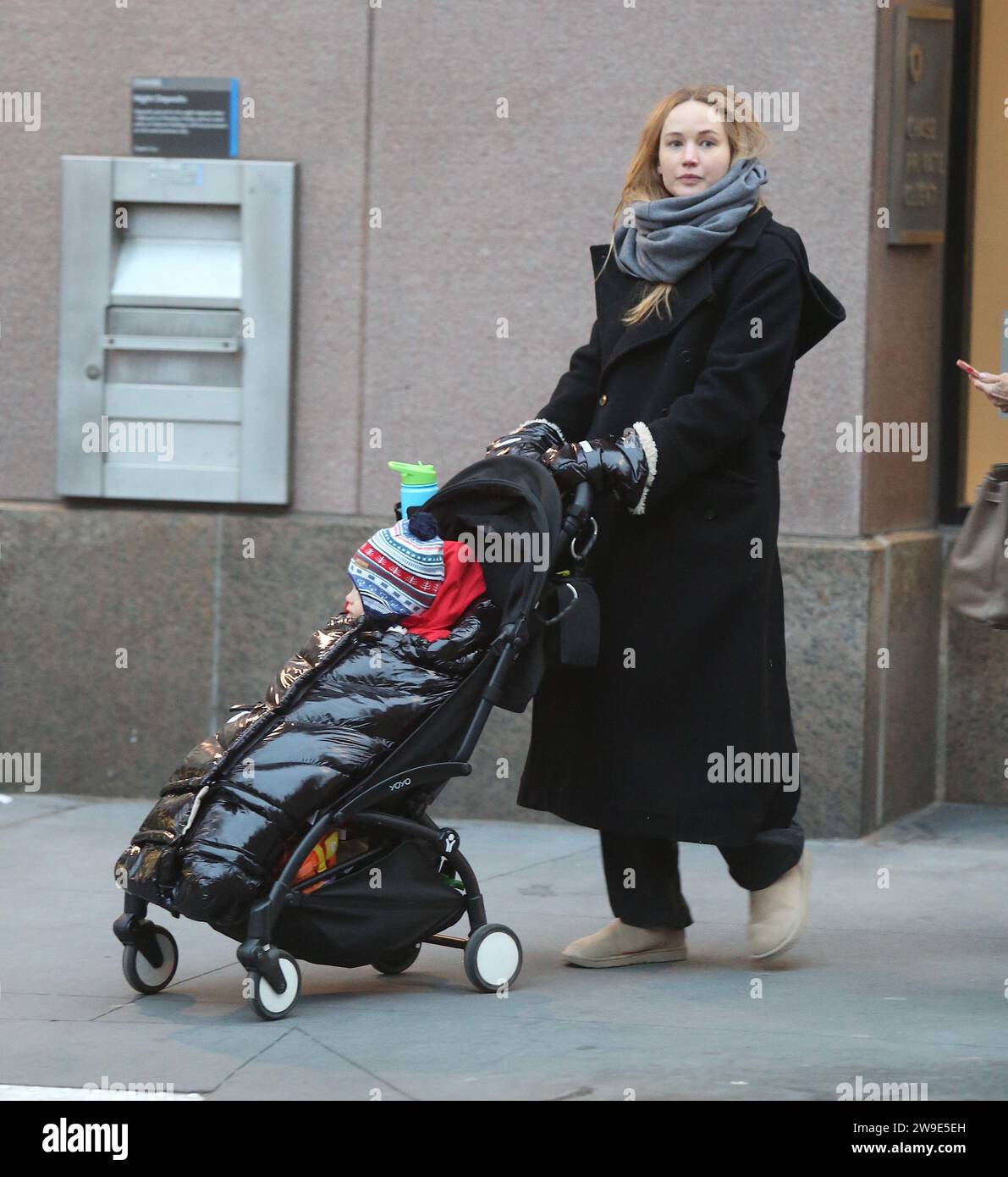 Jennifer Lawrence out for an early evening walk with her son Cy Maroney ...